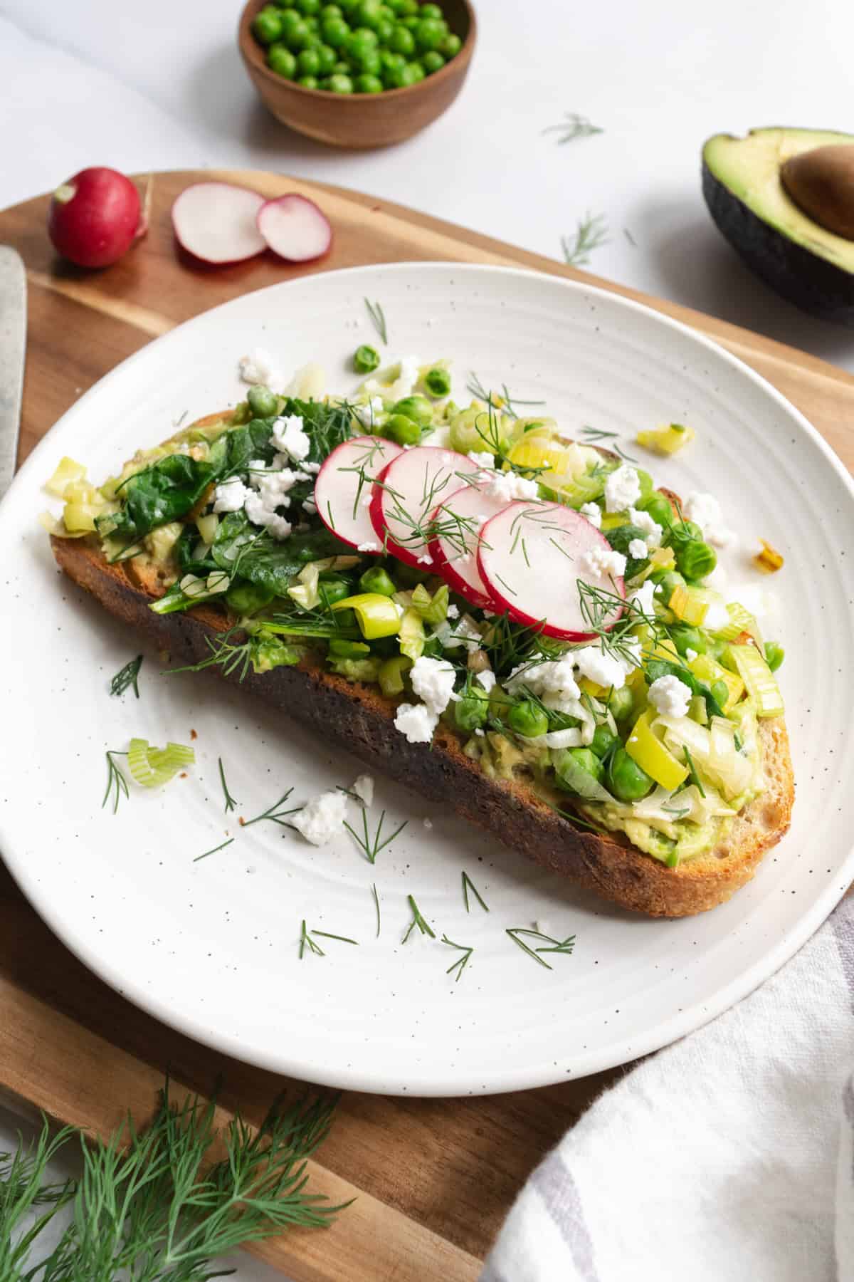 Spring Avocado Toast with Leeks & Peas