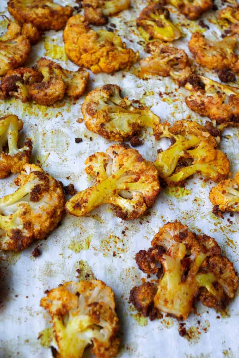 Moroccan Smashed Cauliflower with Garlic Yogurt - Emily Maude Nutrition