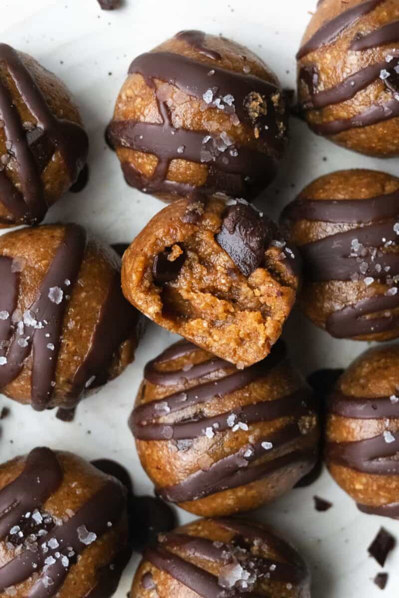 Chocolate Chunk Cookie Dough Bites - Emily Maude Nutrition