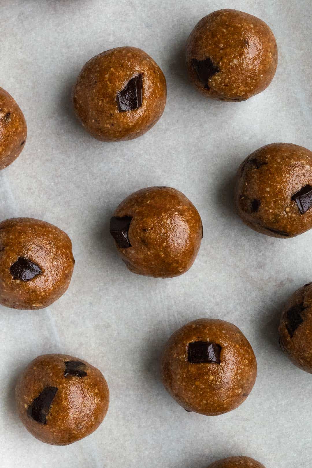 Chocolate Chunk Cookie Dough Bites - Emily Maude Nutrition